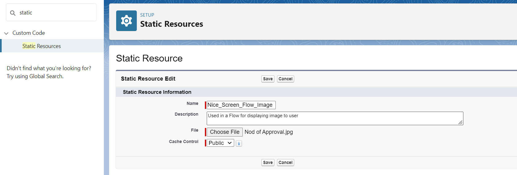 Salesforce add static resource image for flow